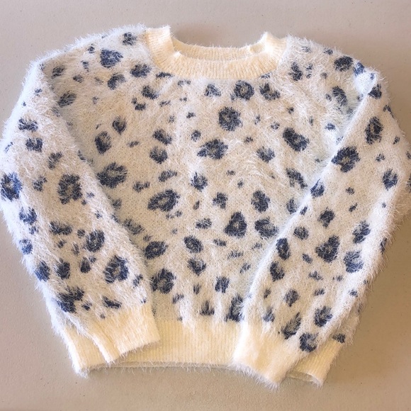 Freshman | Sweaters | Fuzzy Leopard Print In Blue Sweater | Poshmark
